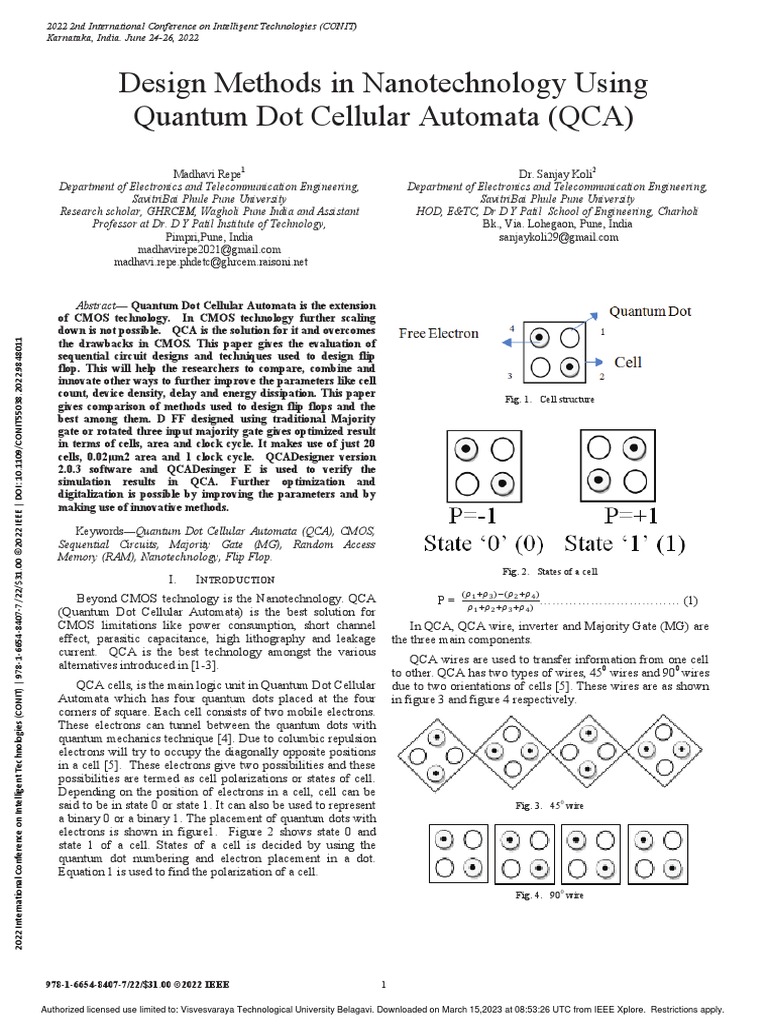 Design Methods In Nanotechnology Using Quantum Dot Cellular Automata Qca Pdf Electronic 
