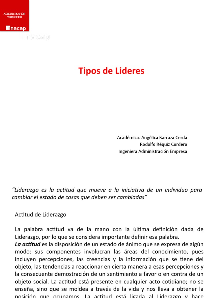 Tipos Lideres | PDF | Liderazgo | Sicología