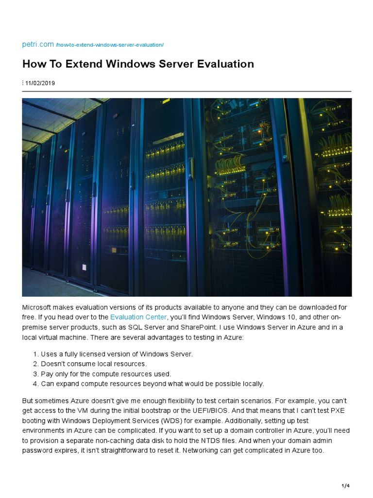 How To Extend Windows Server Evaluation | PDF | Microsoft Azure | Microsoft Windows