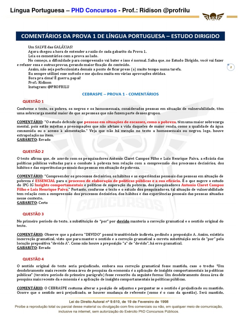 7000d Prova 01 Comentada | PDF | Assunto (gramática) | Gramática