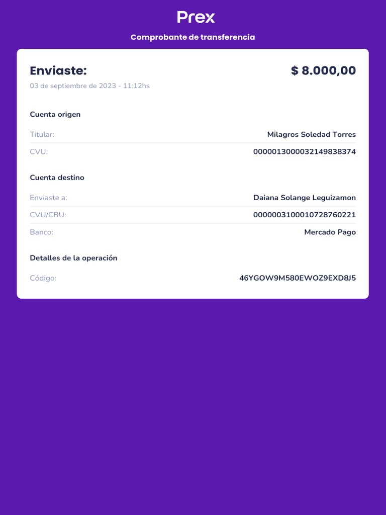Comprobante de Transferencia $8,000 | PDF | Finanzas y dinero