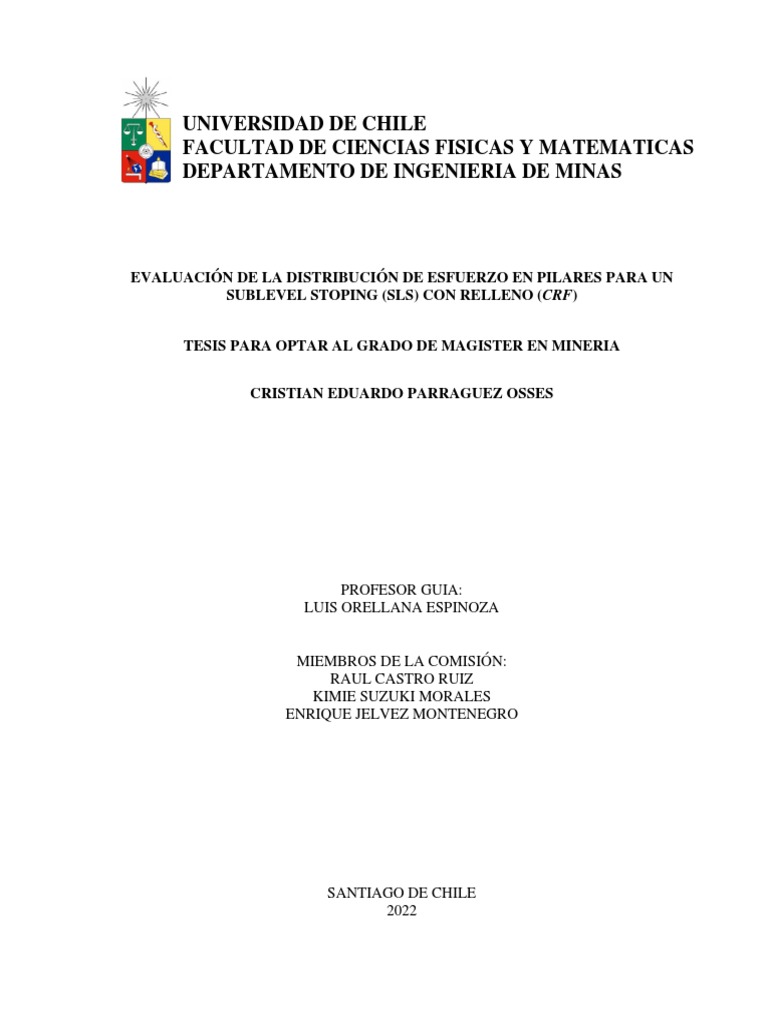 Evaluacion De La Distribucion De Esfuerzo En Pilares Para Un Sublevel