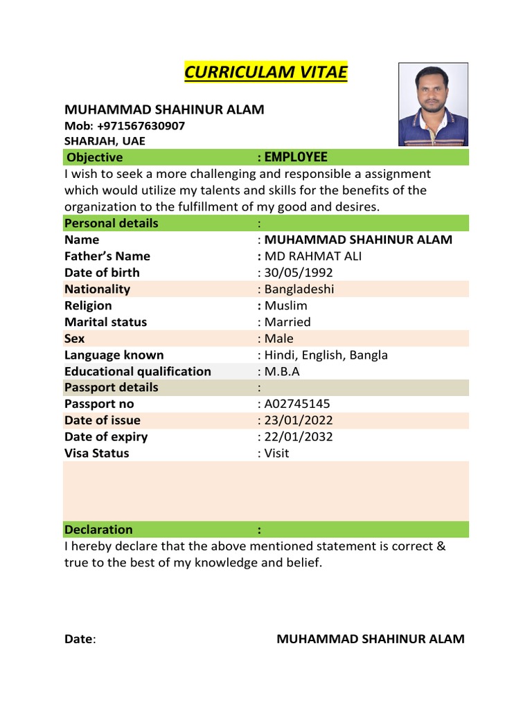 Muhammad Shahinur Alam CV | PDF
