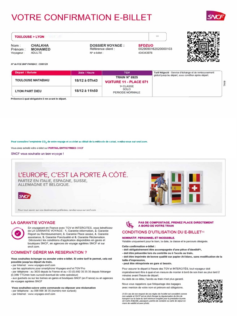 Confirmation e Billet | PDF | Transport | Transport ferroviaire
