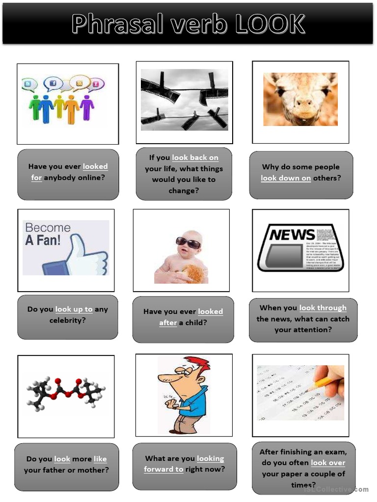 phrasal verb look speaking cards | PDF