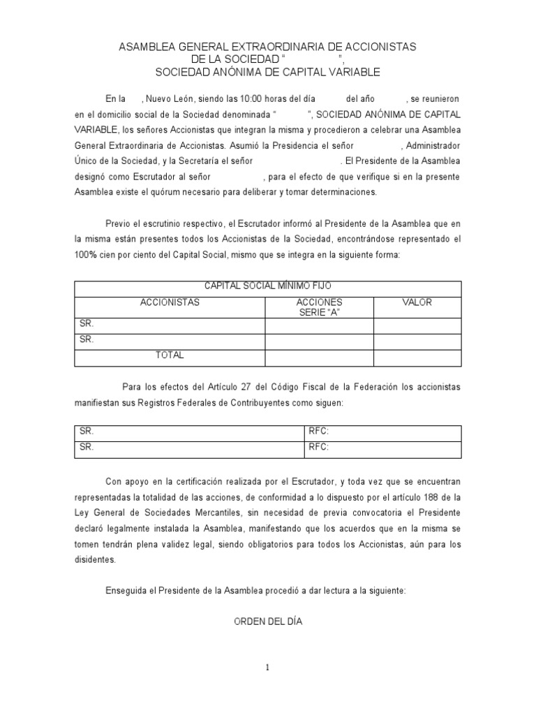 FORMATO S.A. de C.V. Aumento Capital Instrucciones | PDF | Compartir (Finanzas) | Gobierno