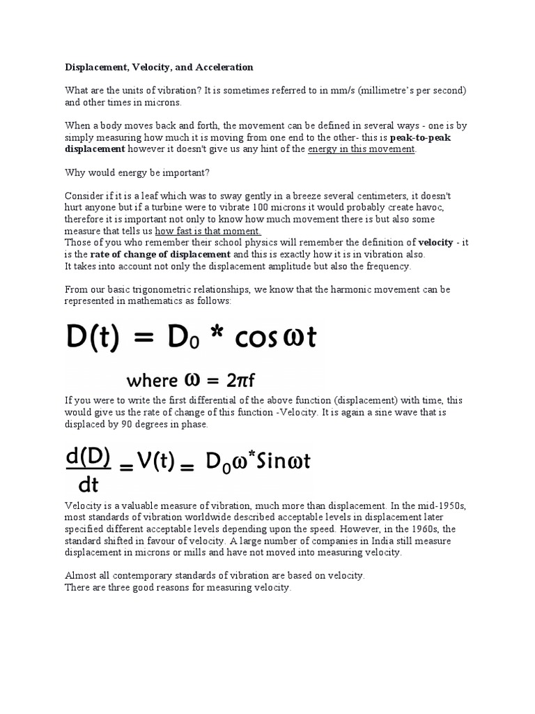 6 Displacement, Velocity, and Acceleration | PDF | Amplitude | Velocity