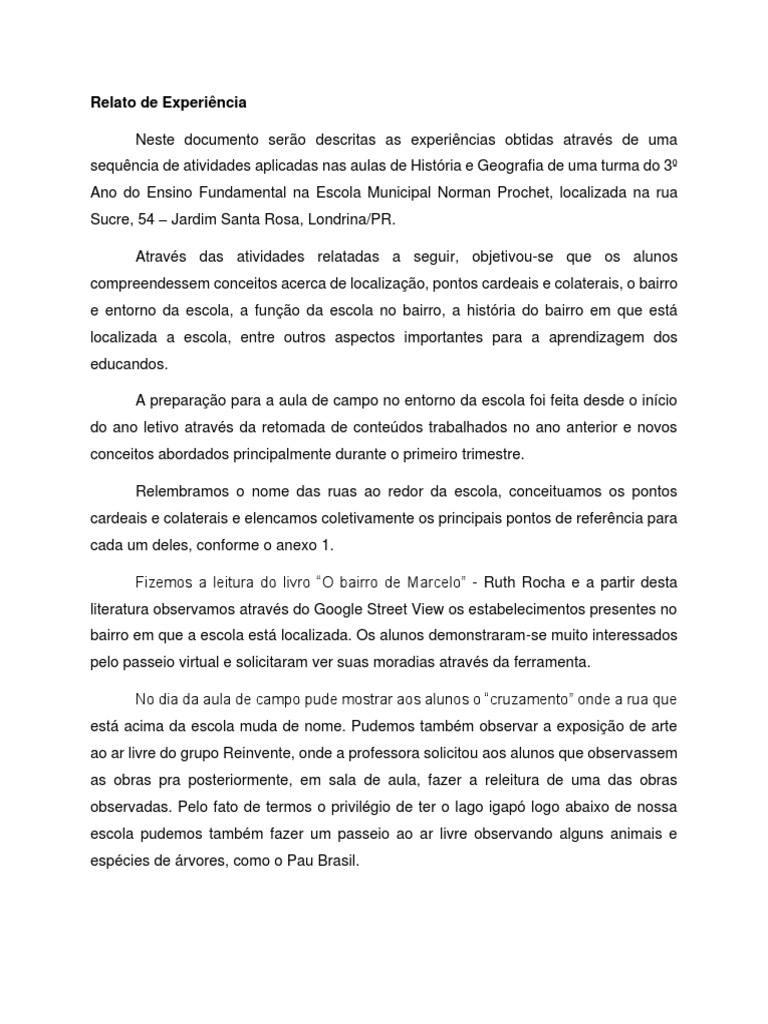 Relato de Experiência | PDF