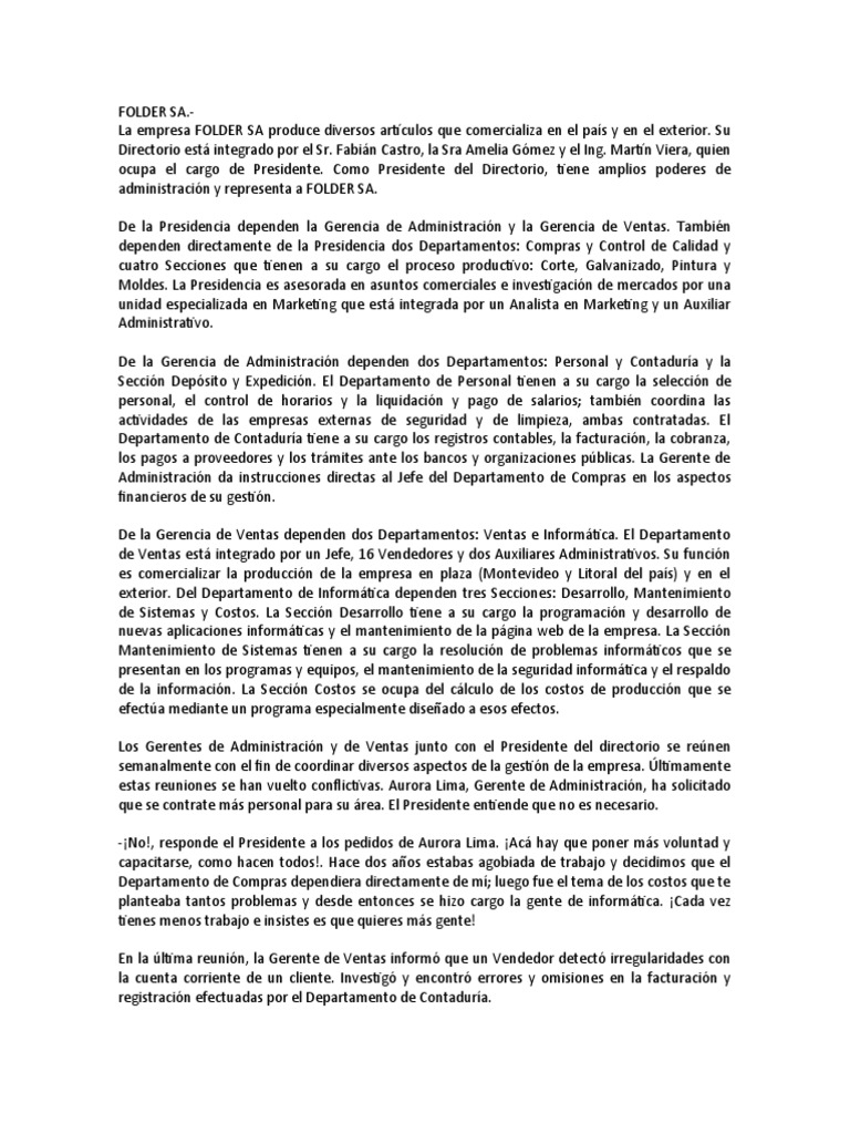 Caso Folder Sa | PDF | Business | Economias