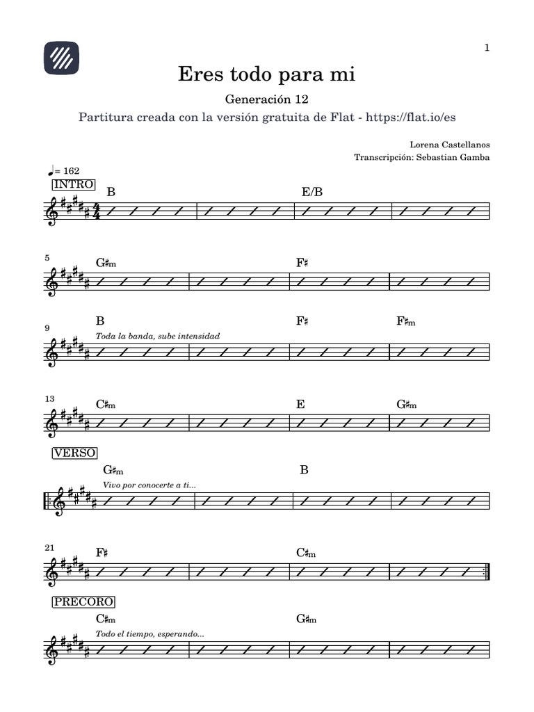 Chart - Eres Todo para Mi - G12 | PDF