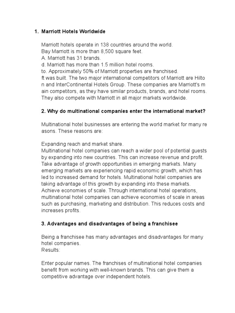Marriott | PDF | Franchising | Multinational Corporation