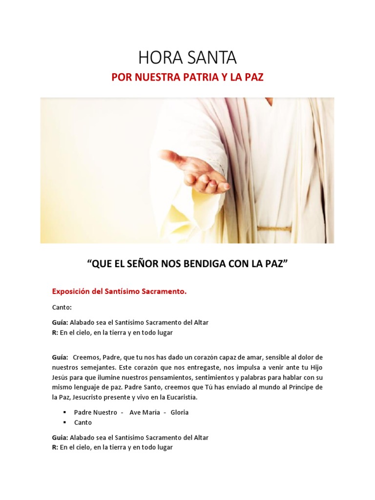 HORA SANTA Por La Paz | PDF | eucaristía | orador del Señor