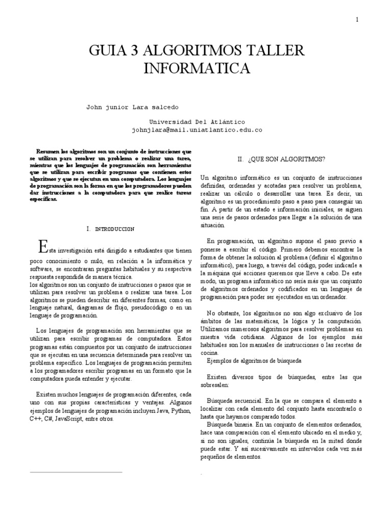 Guia 3 Diego Mancilla Bernal y Danna Beltran Constante | PDF | Lenguaje de programación ...