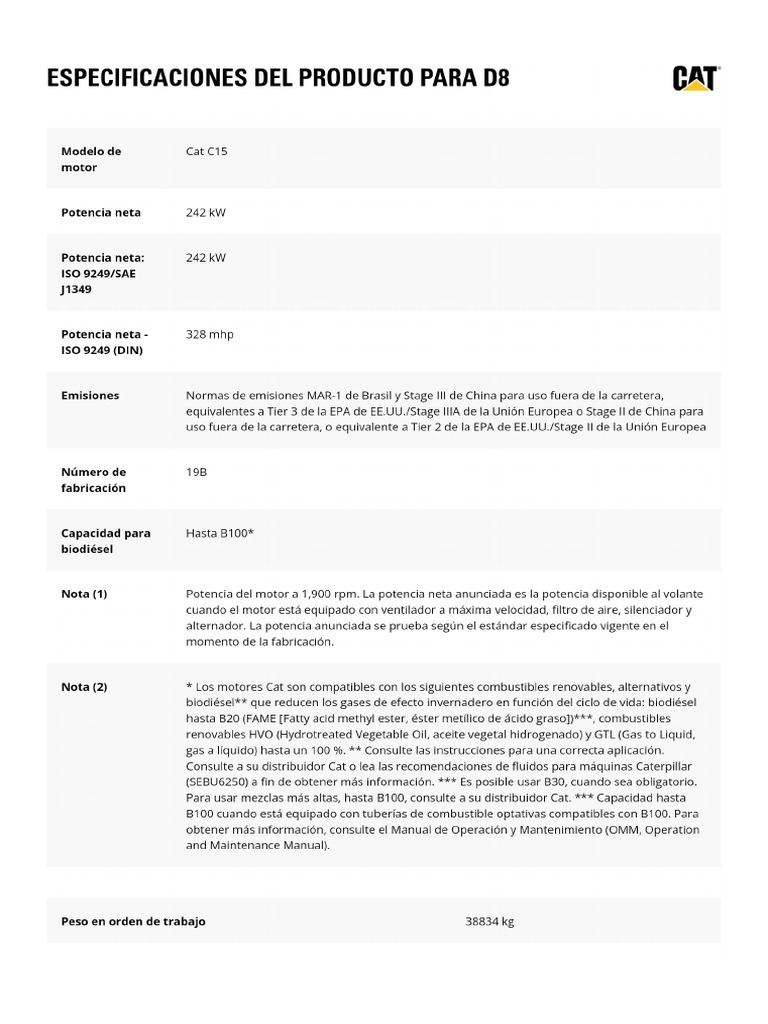Ficha Tecnica D8 | PDF