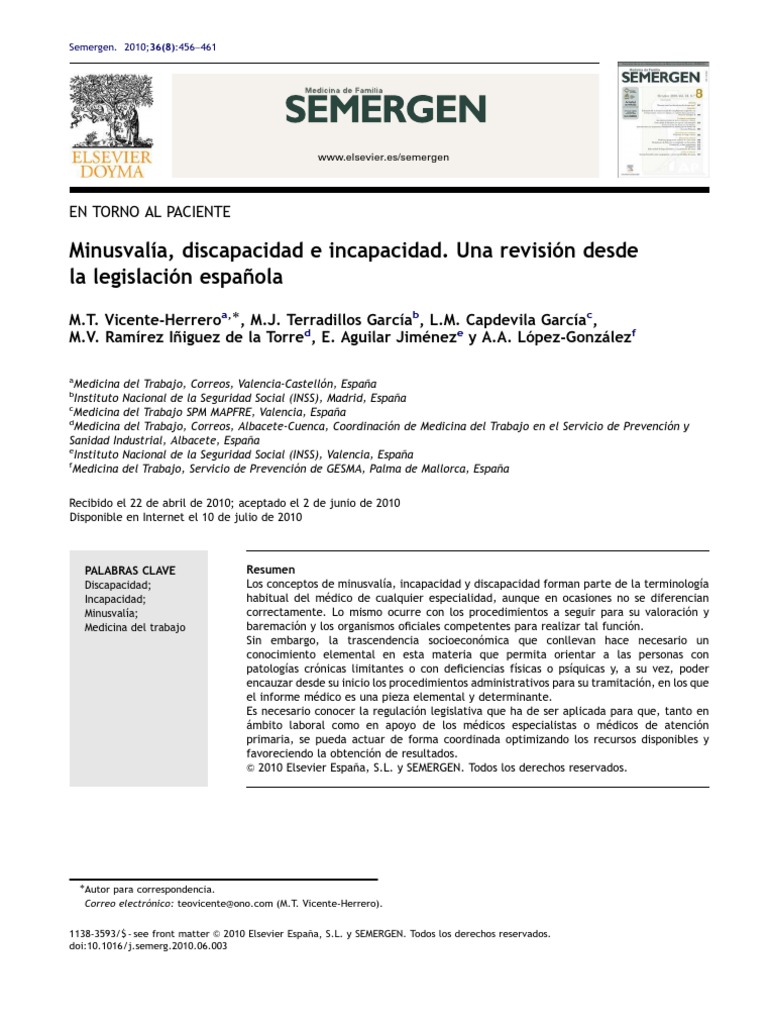 Discapacidad e Incapacidad en España | PDF | Invalidez | Trastorno mental