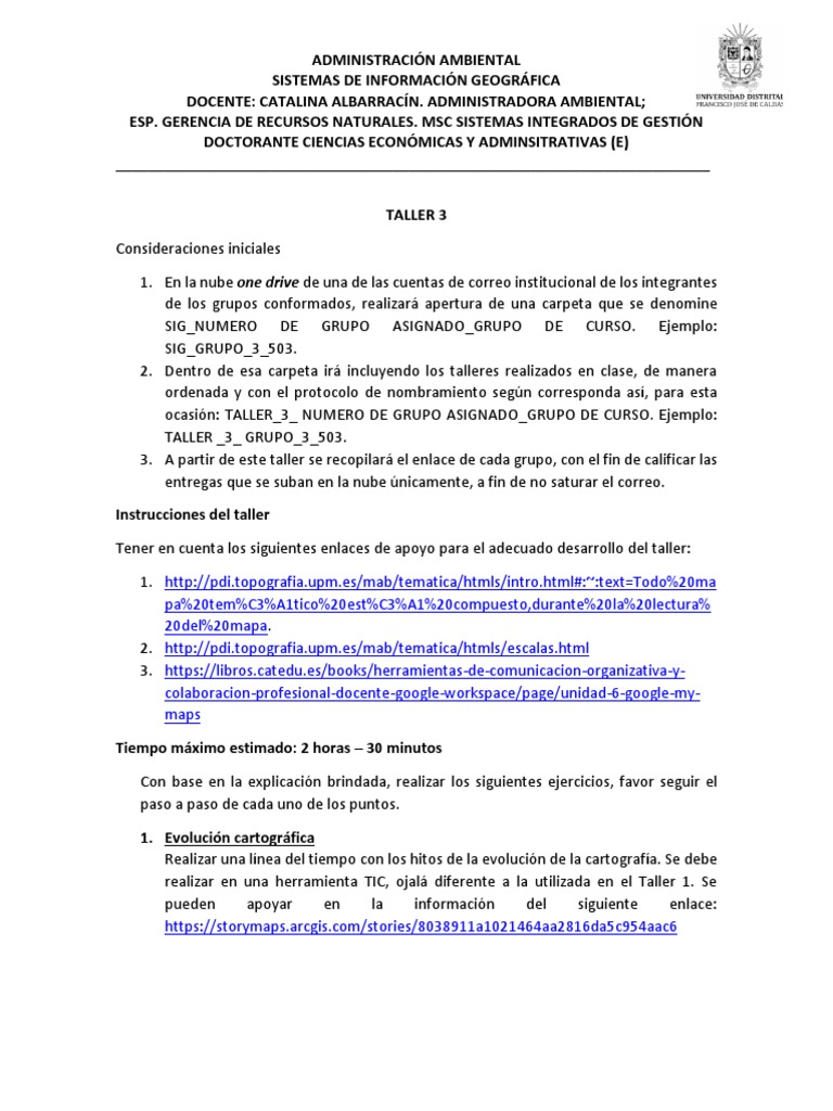 Taller 3 | PDF | Sistema de información geográfica | Mapa