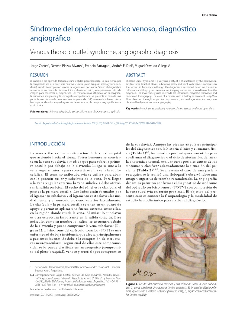 Síndrome Del Opérculo Torácico Venoso, Diagnóstico | PDF | Imagen de ...