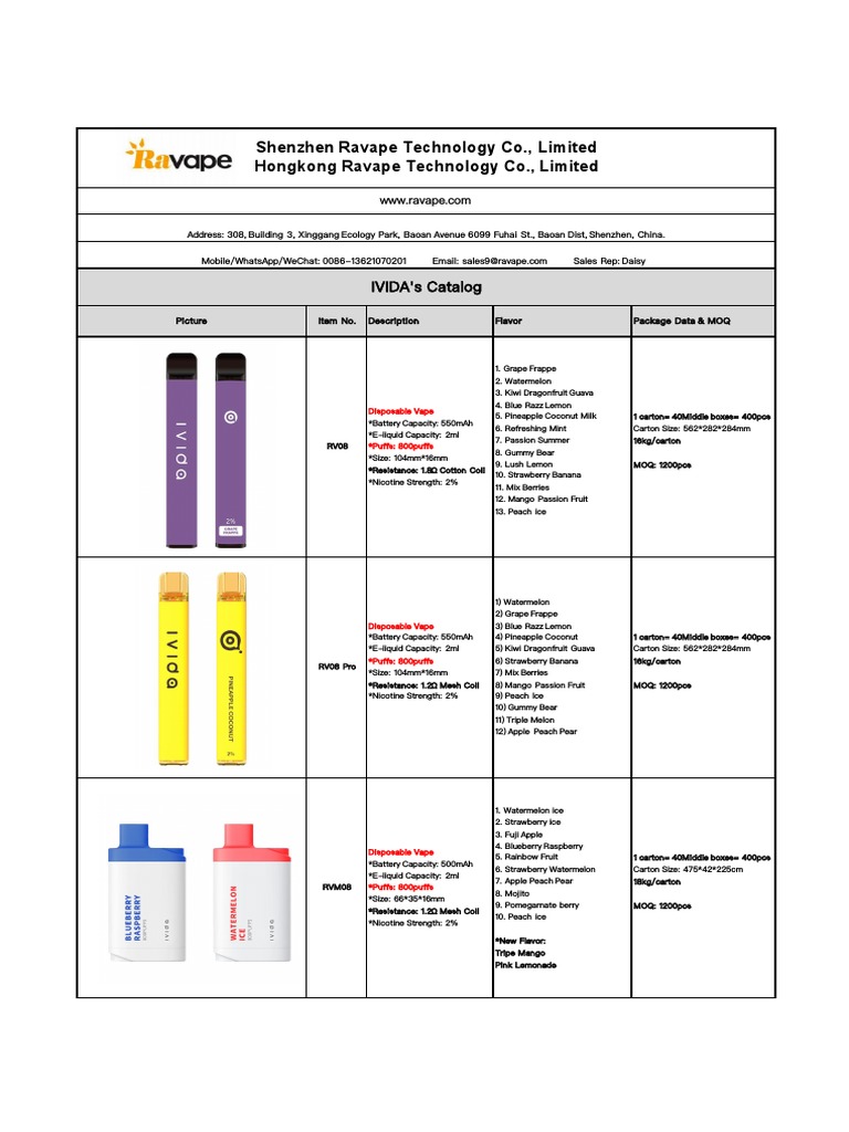 IVIDA Disposable Vape Catalog | PDF | Berry | Fruit