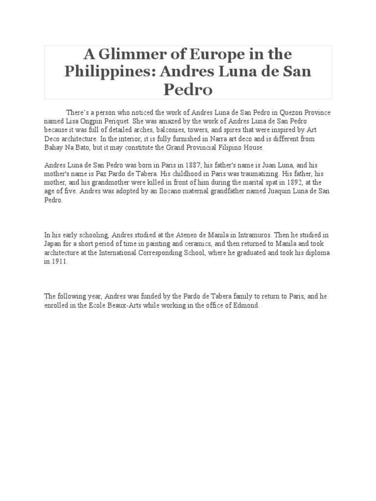 Andres Luna de San Pedro | PDF