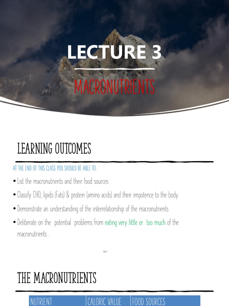 Lecture 3 Feb-01 - Macronutrients | PDF | Fat | Carbohydrates