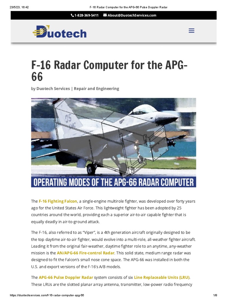 F-16 Radar Computer For The APG-66 Pulse Doppler Radar | PDF | General ...