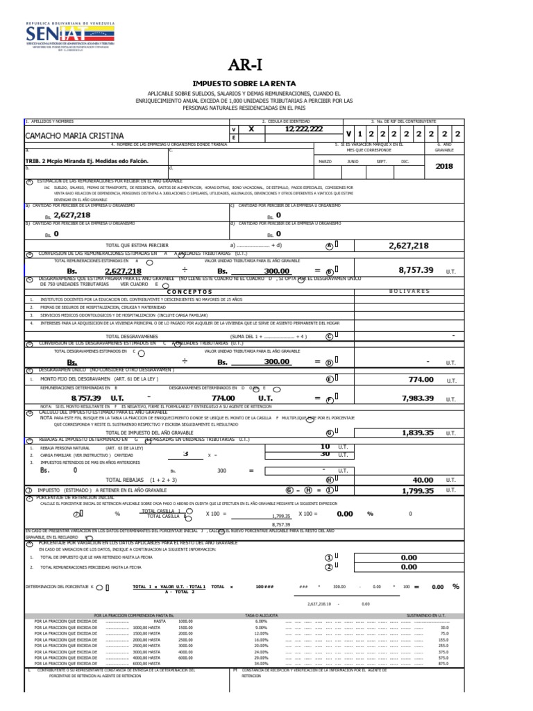 Formato Ari 2018 | Descargar gratis PDF | Porcentaje | Finanzas del ...