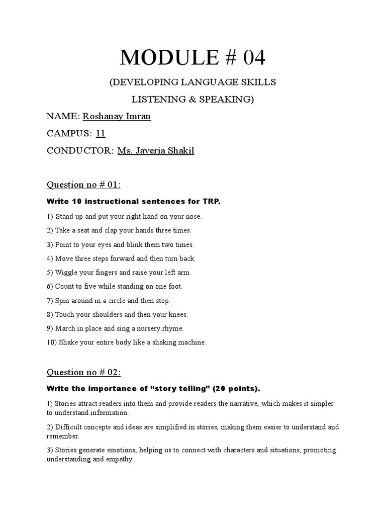 Language Skills Development Activities | PDF | Storytelling | Rhyme