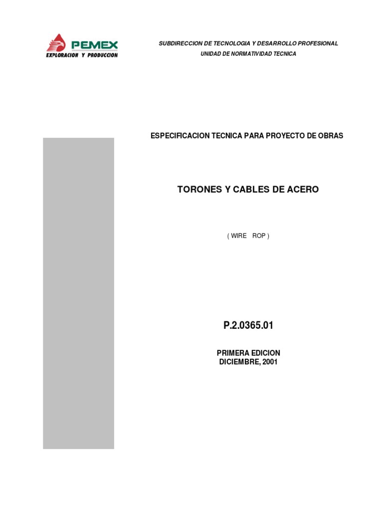 P.2.0365.01 (Torones y Cables de Acero) | PDF | Tolerancia de ...