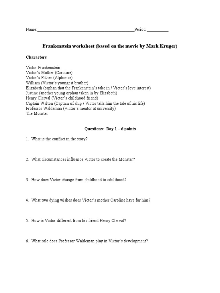 Frankenstein Packet | PDF | Frankenstein