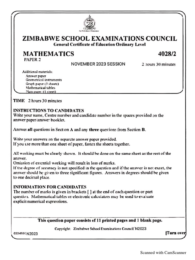 Mathematics November 2023 Paper 2 | PDF Mathematics November 2023 Paper 2 | PDF