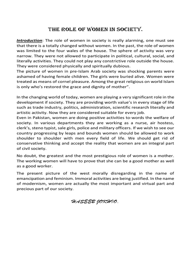 The Role of Women in Society. | PDF | Social Science