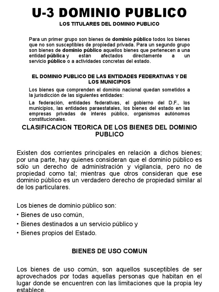 Bienes de Dominio Público en México | PDF | Propiedad | Federación