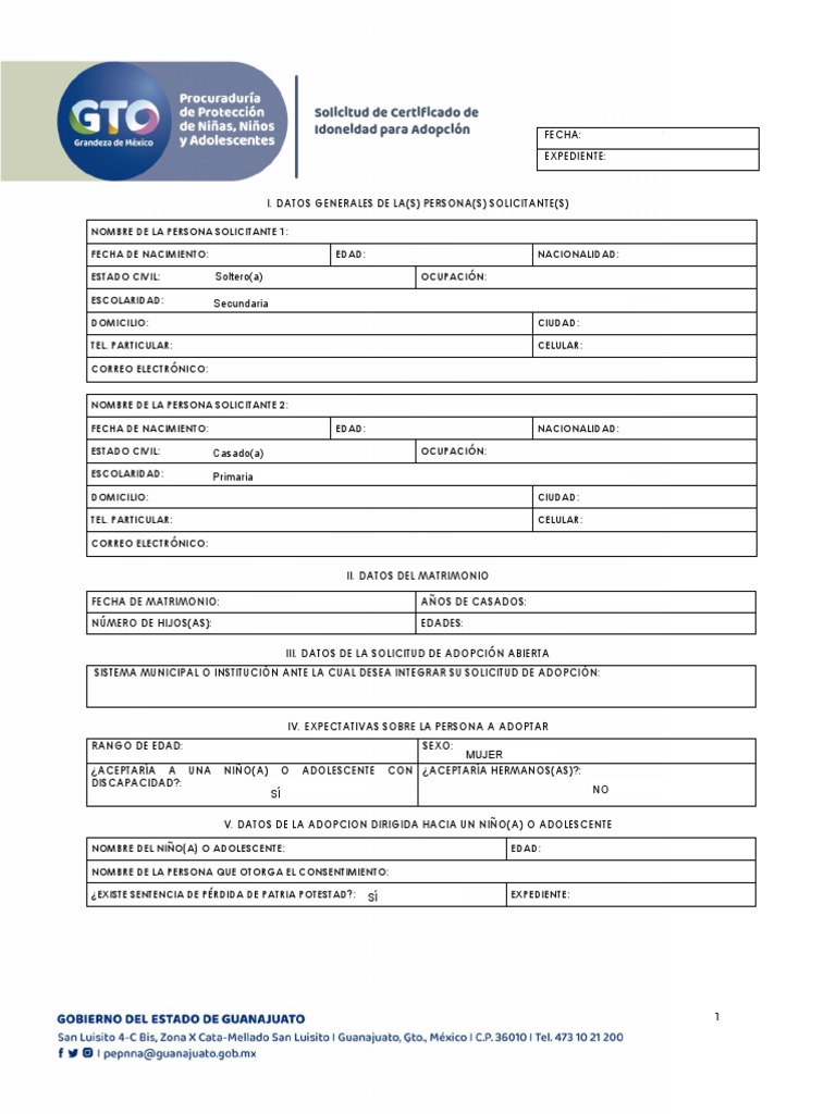 Solicitud Certificado de Idoneidad Adopción | PDF | Adopción | Justicia