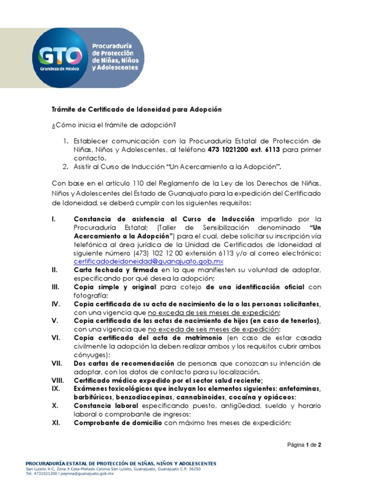 Requisitos para Certificado de Adopción en Guanajuato | PDF | Adopción ...