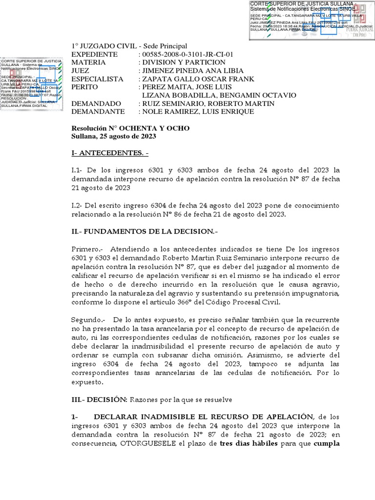 Exp. 00585-2008-0-3101-JR-CI-01 - Resolución - 22169-2023 | PDF