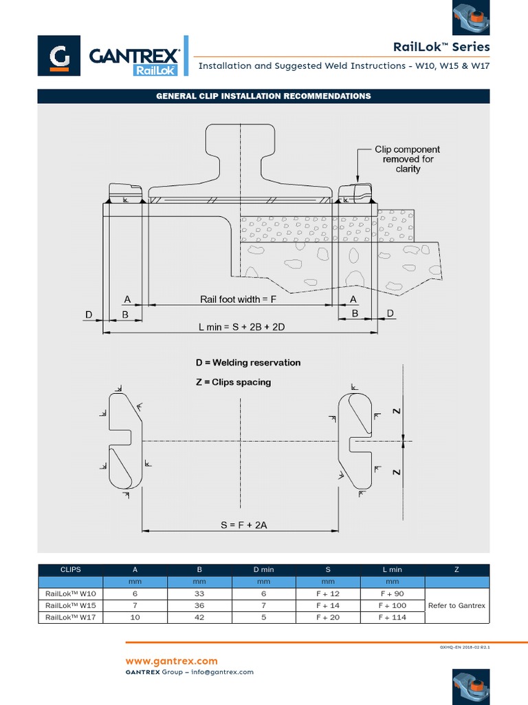 GXHQ - EN - CLIPS - RailLok Clip W10-W15&W17 Instal & Weld Instruc - 2018-02 - R2.1 | Download ...