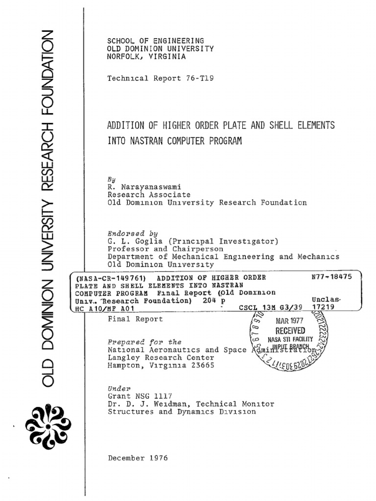 (NARAYANASWAMI NASA EXCELLENT) Addition of Higher Order Plate and Shell ...
