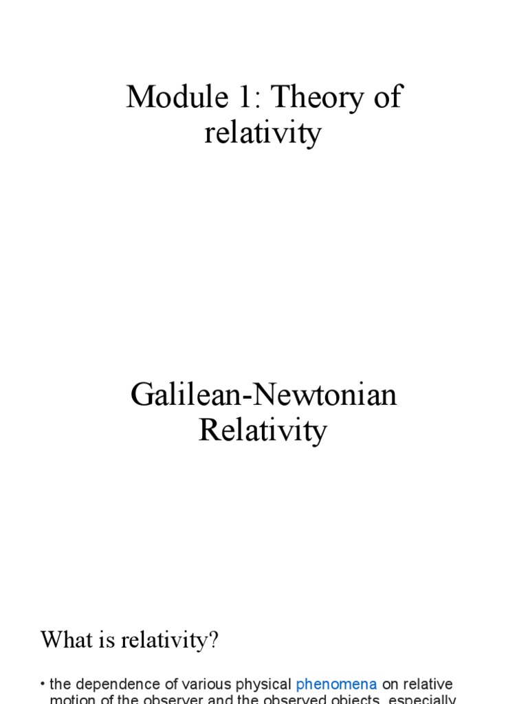 Galilean Newtonian Relativity | PDF | Special Relativity | Newton's ...