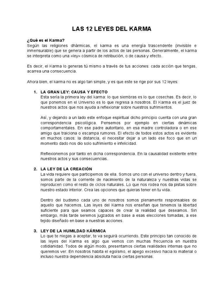 Las 12 Leyes Del Karma | PDF | Karma