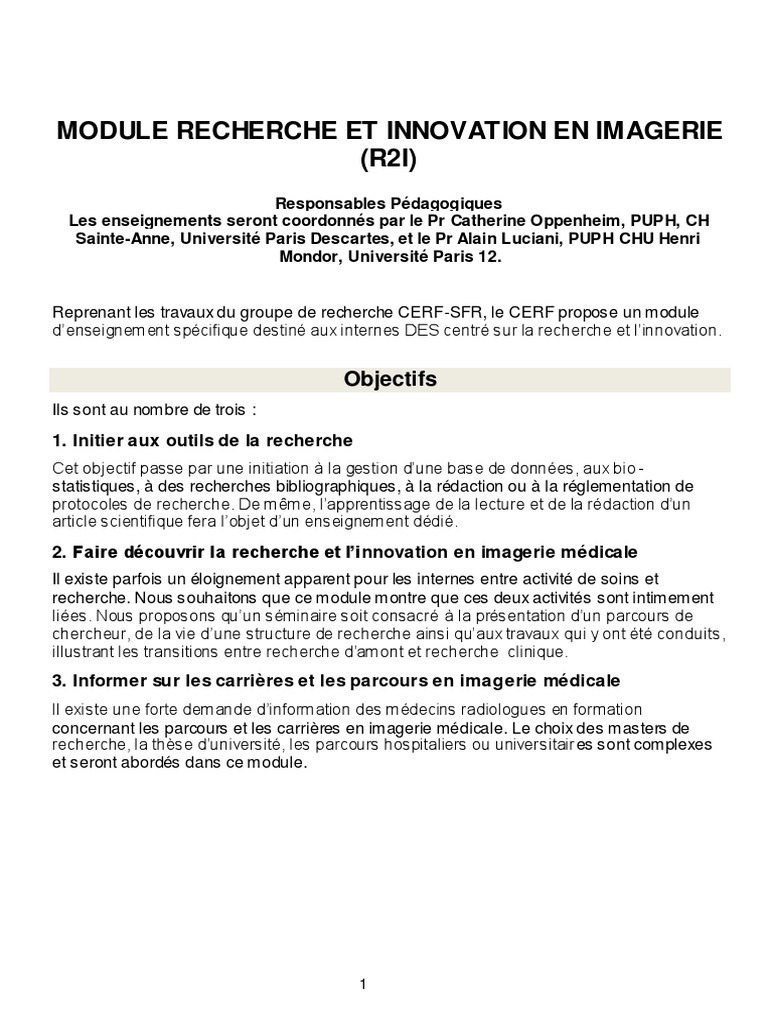 Module de Recherche en Imagerie Médicale | PDF | Développement personnel