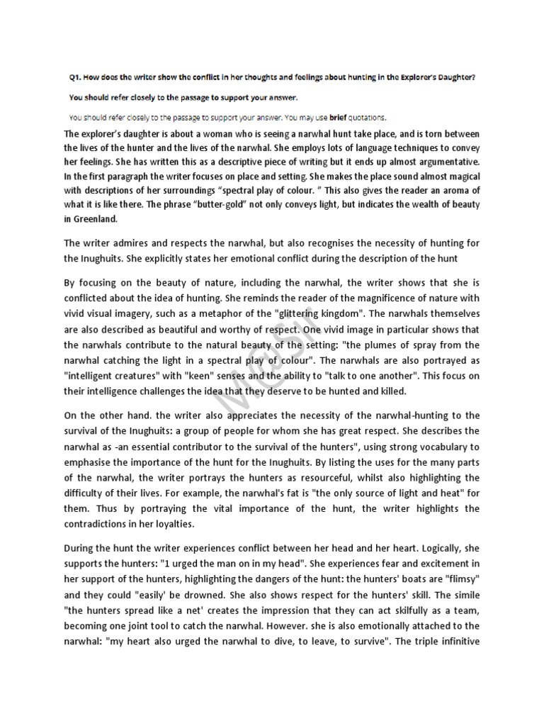 The Explorer Daughter Question Answer | PDF | Hunting