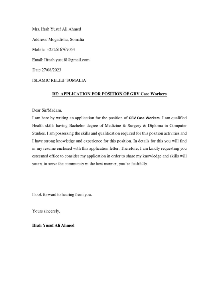 Application for GBV Case Worker Position | PDF
