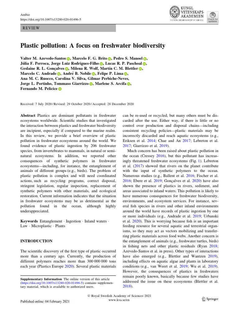 Freshwater Plastic Pollution Impact | PDF