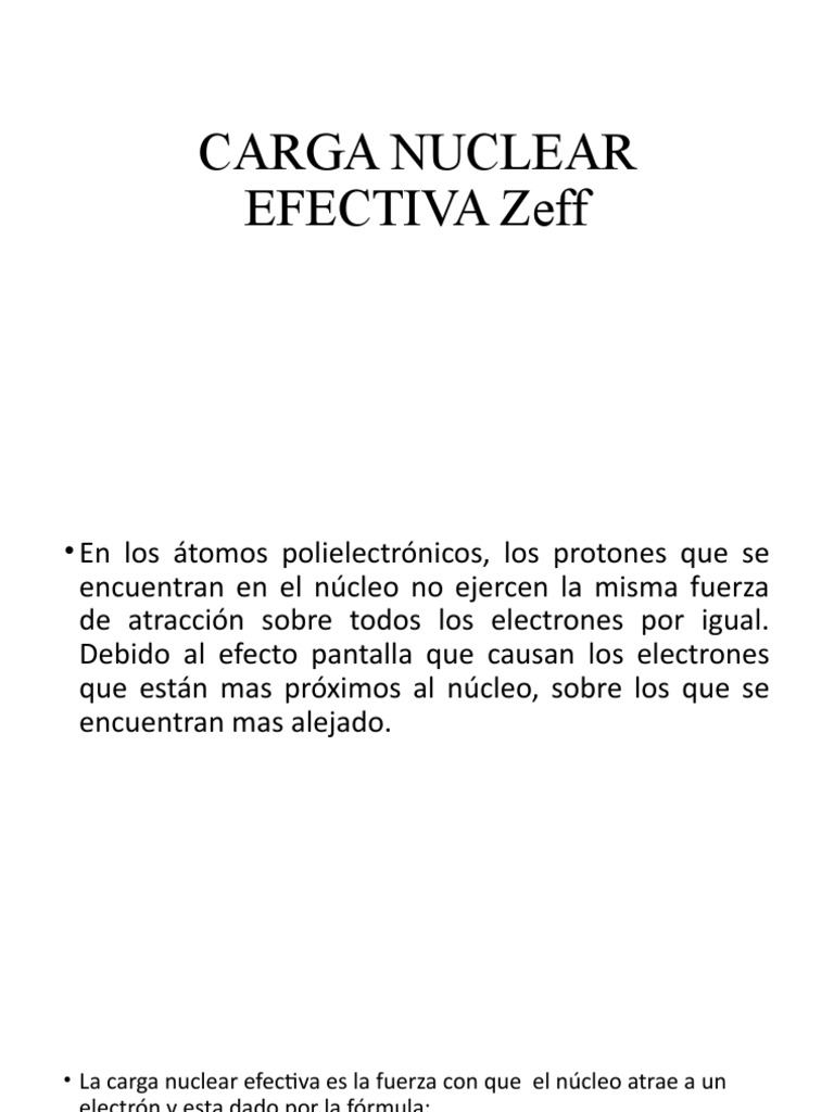 Carga Nuclear Efectiva Zeff | PDF | Electrón | Orbital atómico