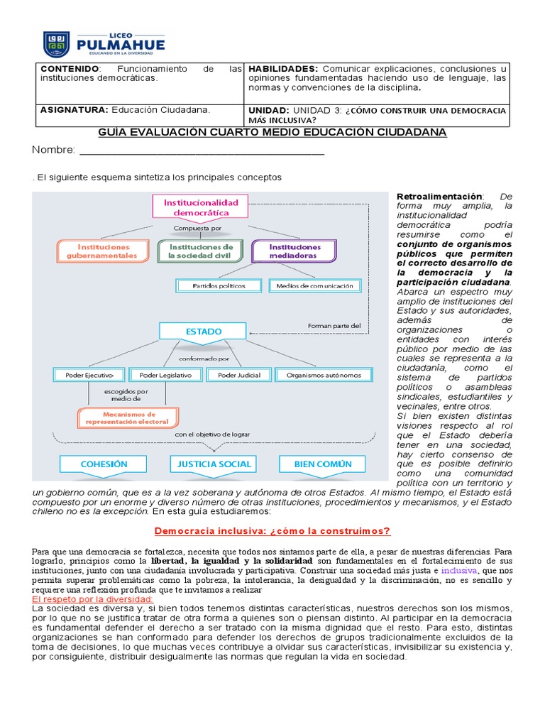 Guia unidad 3 como construir una democracia mas inclusiva. Educ ciud ...