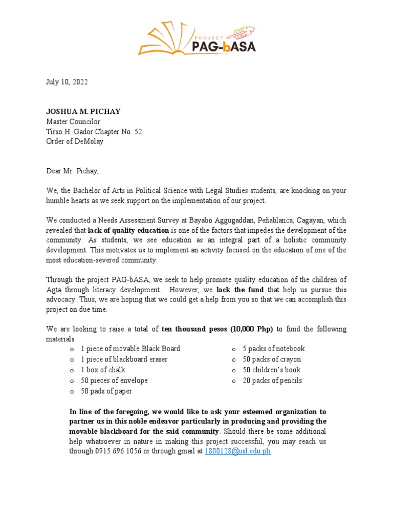 Letter-of-Solicitation-Project-PAG-bASA-1 | PDF