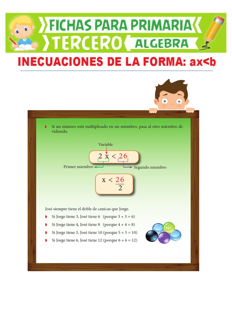 Inecuaciones de La Segunda Forma para Tercero de Primaria | PDF