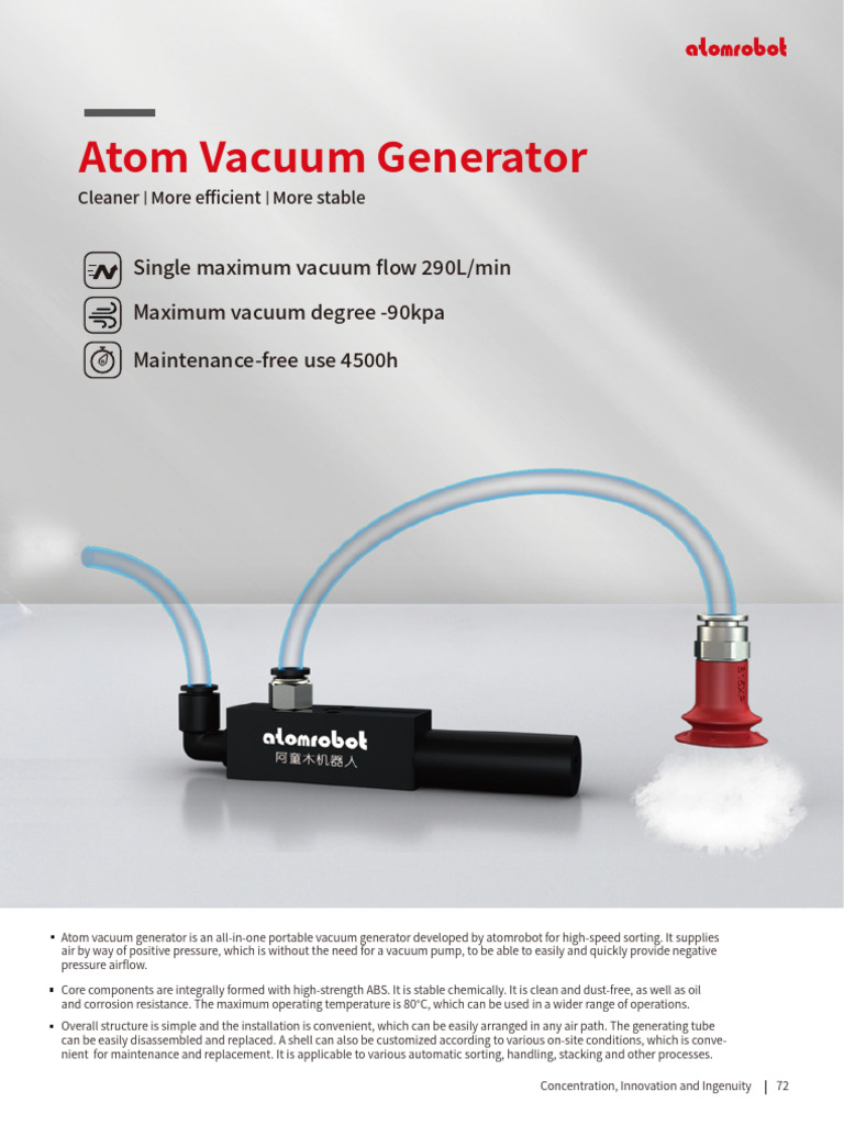 Portable Atom Vacuum Generator Specs | PDF | Vacuum | Pipe (Fluid ...