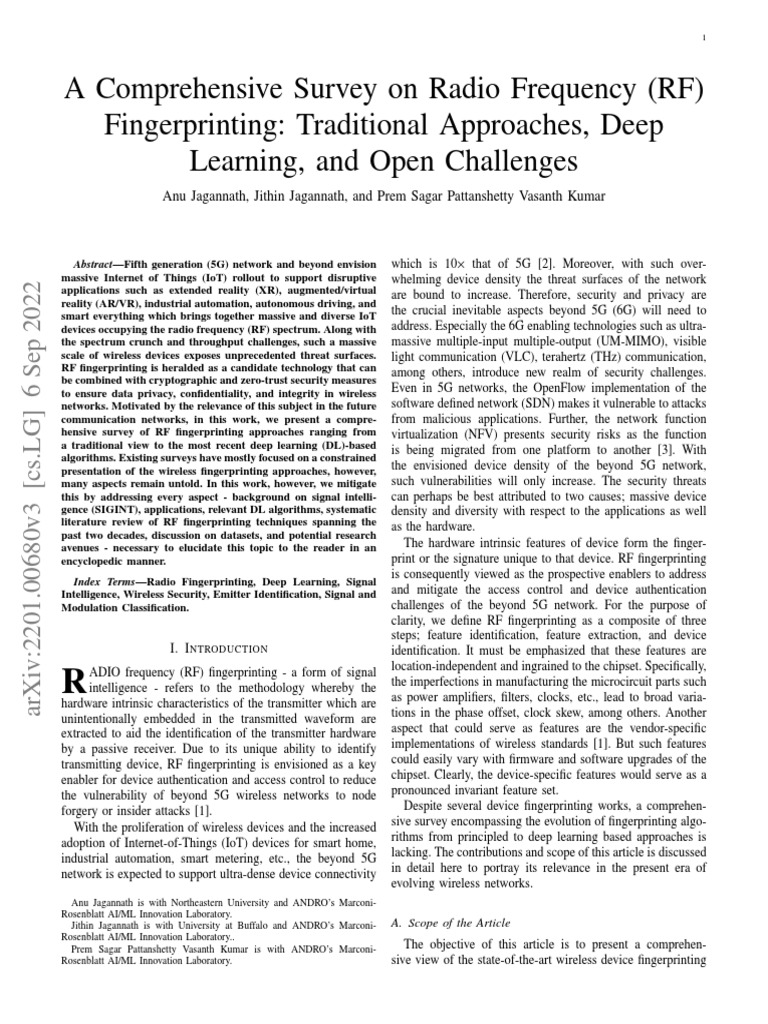 A Comprehensive Survey On Radio Frequency Rf Pdf Internet Of