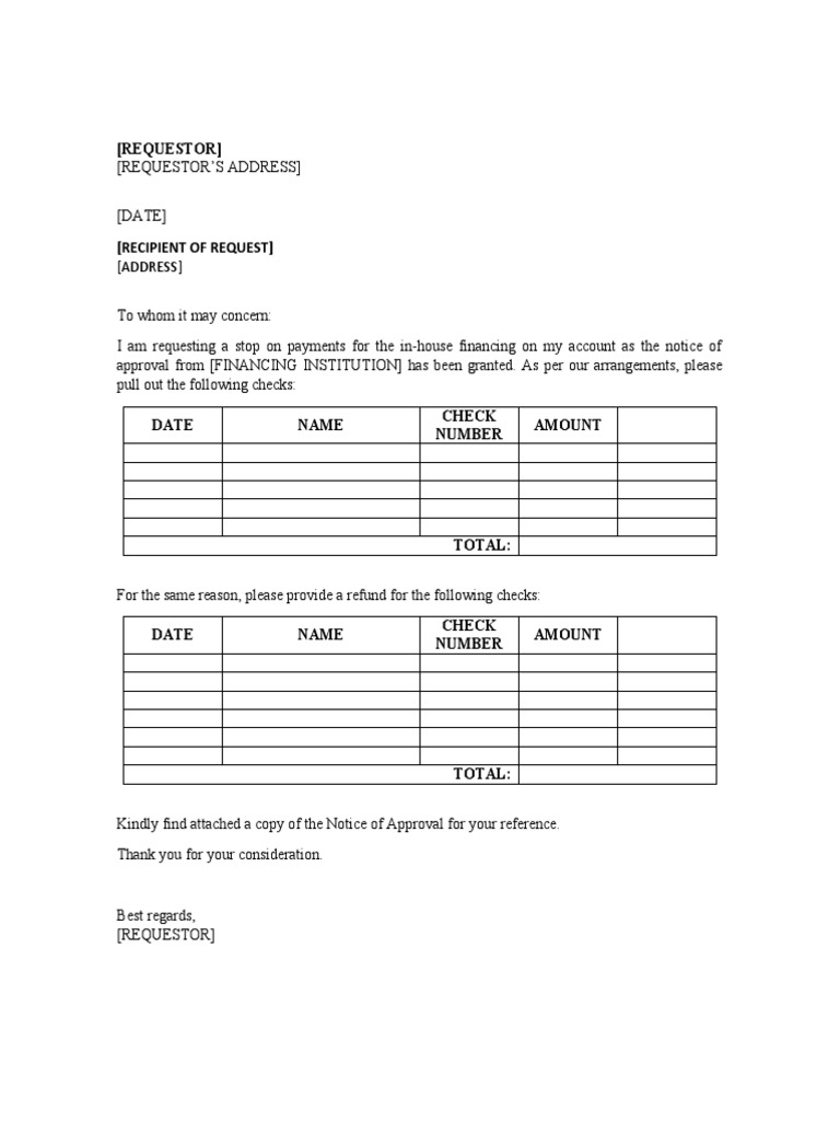 Check Pull-Out request-TEMPLATE | PDF